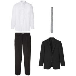 bonprix Herren bonprix Anzug Set, 4 tlg. bequem festlicher Stil, bequeme Passform, aus Polyester und Baumwolle schwarz 62, N-Gr