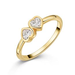 Firetti Damen Fingerring &raquo;Schmuck Geschenk Silber 925 Damenring Ring Herzen&laquo; mit Zirkonia (synth.) gold 60, Silber 925 (Sterlingsilber), 2mm