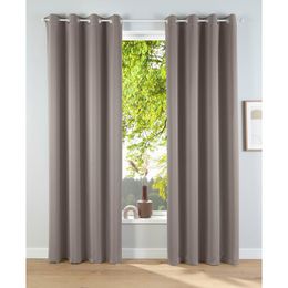 OTTO home Verdunkelungsvorhang &raquo;Solana&laquo; &Ouml;sen 2 Stk. tlg. 2-er Set, Breite 140 cm, einfarbig beige Polyester 225cm, &Ouml;sen, 140cm