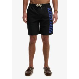 Superdry Herren Badeshorts &raquo;LOGO 19 BOARDSHORT&laquo; lockere Passform, bedruckte Optik, aus Polyester schwarz L, N-Gr