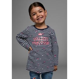 Kidsworld M&auml;dchen Kidsworld Langarmshirt &raquo;Vollzeit Prinzessin&laquo; Langarm, Basic-Passform, mit Sternmuster, Rundhalsausschnitt blau 140/146