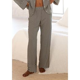 Lascana Damen Lascana Pyjamahose mit edlem Allover-Muster schwarz-wei&szlig; 32, N-Gr