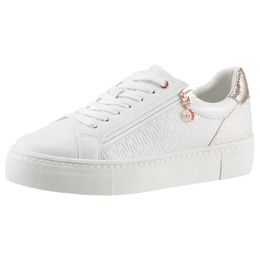 Tamaris Damen Plateausneaker Freizeitschuh, Halbschuh, Schn&uuml;rer mit Bes&auml;tzen und Glitzerdetails rosa 39