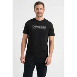 Calvin Klein Herren T-Shirt Rundhalsausschnitt, Regular Fit, Logoschriftzug schwarz M