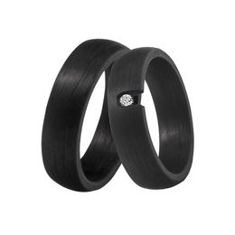 DOOSTI Unisex DOOSTI Trauring &raquo;Schmuck Geschenk CARBON Trauring Ehering Partnerring LIEBE&laquo; wahlweise mit oder ohne Zirkonia schwarz 52,mit Zirkonia, 