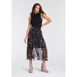 Laura Scott Damen Abendkleid f&uuml;r schicke Anl&auml;sse und legere Freizeitlooks, wadenlang schwarz 44, N-Gr