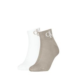Calvin Klein Jeans Damen Kurzsocken &raquo;CKJ WOMEN QUARTER 2P MONOGRAM&laquo; 2 Paar, 2 Paar tlg. mit Logostickerei beige 35-38