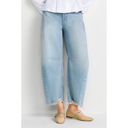 Richroyal Damen RICHROYAL Weite Jeans Barrel-Style, Wide Leg Cropped Jeans, mit coolen Destroyed Effekten 27, L&auml;nge 34