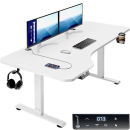 Casaria H&ouml;henverstellbarer Schreibtisch Wei&szlig; 160x75x73-118cm