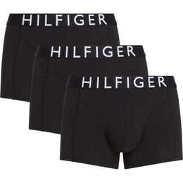 Tommy Hilfiger Underwear Herren Trunk &raquo;mit Kontrast-Logo-Taillenbund&laquo; 3 Stk. aus Stretch-Baumwolle, normale Leibh&ouml;he schwarz L (52), 3 Stk.