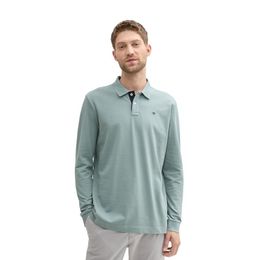 Tom Tailor Herren Tom Tailor Langarm-Poloshirt mit Logo-Stickerei grau S