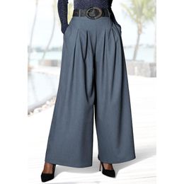 Lascana Damen Lascana Hosenrock &raquo;mit weitem Bein und Bundfalten&laquo; mit G&uuml;rtelschlaufen, Anzughose, Business chic grau 38