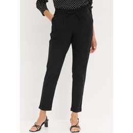bonprix Damen bonprix Leinenhose &raquo;Leinenhose&laquo; aus Leinen und Baumwolle, Regular Fit, mit elastischem Gummibund schwarz 40, N-Gr