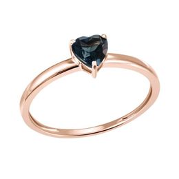 Firetti Damen Fingerring &raquo;Schmuck Geschenk Gold 375 Damenring Ring Beisteckring Herz&laquo; mit Topas (behandelt), London Blue Topas oder Granat 56, 