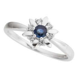 Firetti Damen Fingerring &raquo;Schmuck Geschenk Gold 333 Damenring Goldring Blume&laquo; mit Brillanten blau 19, 0,06 P2 = erkennbare Einschl&uuml;sse, Diamanten 
