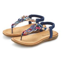 Lascana Damen Lascana Zehentrenner &raquo;Sommerschuh, offener Schuh, Sandalette,&laquo; Sandale, Pantolette mit Stretcheinsatz blau 37