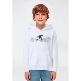 Champion Jungen Kapuzensweatshirt &raquo;Graphic Terry Hoodie&laquo;, mit Kapuze, Langarm, gerader Abschluss, aus Baumwolle und Polyester wei&szlig; M (140/146)