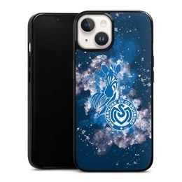 DeinDesign iPhone 14 Handy Silikon H&uuml;lle Case schwarz Handyh&uuml;lle Msv Duisburg Official Licensed Product Water Colour