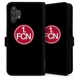 DeinDesign Galaxy A32 5G Handy Klapph&uuml;lle Handyh&uuml;lle aus Kunst Leder schwarz Flip Case Official Licensed Product 1. Fc N&uuml;rnberg 1. Fcn Sideflip mit langer Lasche