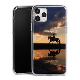 DeinDesign iPhone 11 Pro Max Handy Silikon H&uuml;lle Case transparent Handyh&uuml;lle Sunset Horse Horseback Riding Silikon Case