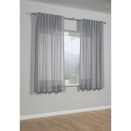Gardine &raquo;Schal Leinenoptik&laquo; Schlaufen 1 Stk. tlg. mit Gardinenband und verdeckten Schlaufen grau Polyester 175cm, Schlaufen, 140cm