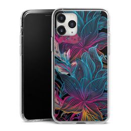 DeinDesign iPhone 11 Pro Max Handy Silikon H&uuml;lle Case transparent Handyh&uuml;lle Colourful Neon Flowers Silikon Case
