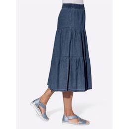 WITT Damen Jeansrock in Stufenform, blue-stone-washed, Gr&ouml;&szlig;e 40
