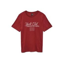 V&eacute;ro Moda Vero Moda T-Shirt 'VMABY PAULINA' Damen Gr&ouml;&szlig;e XS weinrot / wei&szlig;