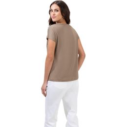 WITT Damen Rundhalsshirt mit Bl&uuml;ten-Applikation und Stickerei, sesam, Gr&ouml;&szlig;e 36