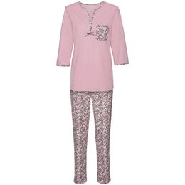 w&auml;schepur w&auml;schepur Damen Schlafanzug mit gemusterten Paspeln, ros&eacute;-grau-bedruckt, Gr&ouml;&szlig;e 36/38