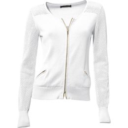 Heine Damen Feinstrickjacke, Wei&szlig;, Gr. 50, Strickjacken, Material: Baumwolle
