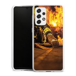 DeinDesign Galaxy A33 5G Handy Silikon H&uuml;lle Case wei&szlig; Handyh&uuml;lle Life Saver Fire Fighters Fire Fighter Silikon Case
