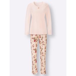 w&auml;schepur w&auml;schepur Damen Schlafanzug mit Tropfen-Ausschnitt, hellros&eacute;-bedruckt, Gr&ouml;&szlig;e 44/46