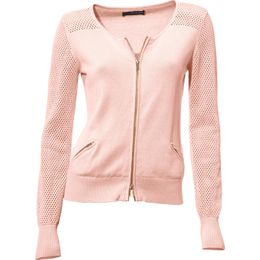 Heine Witt Damen Feinstrickjacke mit 2-Wege-Rei&szlig;verschluss, rosa, Gr&ouml;&szlig;e 38