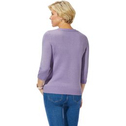 WITT Damen 3/4-Arm-Pullover mit V-Ausschnitt, flieder, Gr&ouml;&szlig;e 40