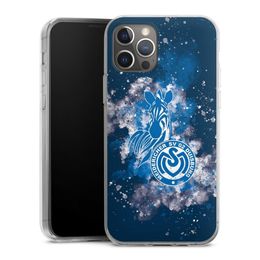 DeinDesign iPhone 12 Pro Handy Silikon H&uuml;lle Case transparent Handyh&uuml;lle Msv Duisburg Official Licensed Product Water Colour Silikon Case