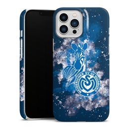 DeinDesign iPhone 13 Pro Max Handy Premium Case Smartphone Handyh&uuml;lle Schutzh&uuml;lle gl&auml;nzend Msv Duisburg Official Licensed Product Water Colour Premium Case