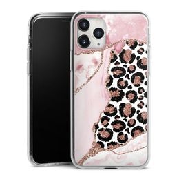 DeinDesign iPhone 11 Pro Max Handy Silikon H&uuml;lle Case transparent Handyh&uuml;lle Leopard Glitzer Marble Silikon Case