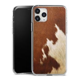 DeinDesign iPhone 11 Pro Max Handy Silikon H&uuml;lle Case transparent Handyh&uuml;lle Fur Cow Animal Look Silikon Case