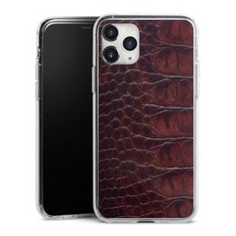 DeinDesign iPhone 11 Pro Max Handy Silikon H&uuml;lle Case transparent Handyh&uuml;lle Leather Crocodile Animal Print Silikon Case