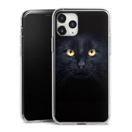 DeinDesign iPhone 11 Pro Max Handy Silikon H&uuml;lle Case transparent Handyh&uuml;lle Eye Cat Black Silikon Case
