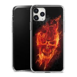 DeinDesign iPhone 11 Pro Max Handy Silikon H&uuml;lle Case transparent Handyh&uuml;lle Fire Skull Totenkopf Silikon Case