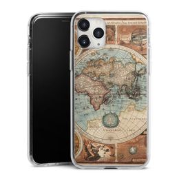 DeinDesign iPhone 11 Pro Max Handy Silikon H&uuml;lle Case transparent Handyh&uuml;lle World Map Vintage Map Silikon Case