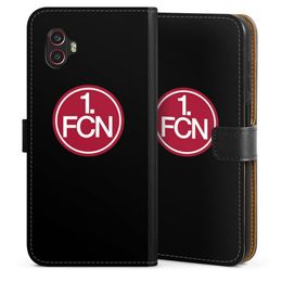 DeinDesign Galaxy XCover 6 Pro Handy Klapph&uuml;lle Handyh&uuml;lle aus Kunst Leder schwarz Flip Case Official Licensed Product 1. Fc N&uuml;rnberg 1. Fcn Sideflip mit langer 