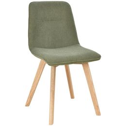 Stylife Stuhl, Gr&uuml;n, Eiche, Holz, Textil, Eiche, massiv, eckig, 45x88x54 cm, Stoffauswahl, Esszimmer, St&uuml;hle, Esszimmerst&uuml;hle, Vierfu&szlig;st&uuml;hle