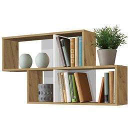Mid.you Wandregal, Wei&szlig;, Eiche Artisan, Holzwerkstoff, 100x53x20 cm, Made in Germany, K&uuml;chen, K&uuml;chenm&ouml;bel, K&uuml;chenregale