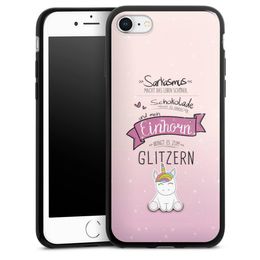 DeinDesign iPhone 8 Handy Slim Case extra d&uuml;nn Silikon Handyh&uuml;lle schwarz H&uuml;lle Glitzer Statement Einhorn Silikon Slim Case