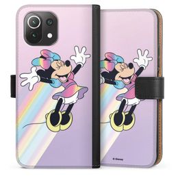 DeinDesign Xiaomi Mi 11 Lite 5G Handy Klapph&uuml;lle Handyh&uuml;lle aus Kunst Leder schwarz Flip Case Official Licensed Product Disney Minnie Mouse Sideflip mit langer 