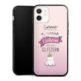 DeinDesign iPhone 12 mini Handy Slim Case extra d&uuml;nn Silikon Handyh&uuml;lle schwarz H&uuml;lle Glitzer Statement Einhorn Silikon Slim Case