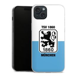 DeinDesign iPhone 15 Plus Handy Slim Case Silikon Handyh&uuml;lle transparent H&uuml;lle extra d&uuml;nn Official Licensed Product Coat Of Arms Tsv 1860 M&uuml;nchen Silikon Slim 